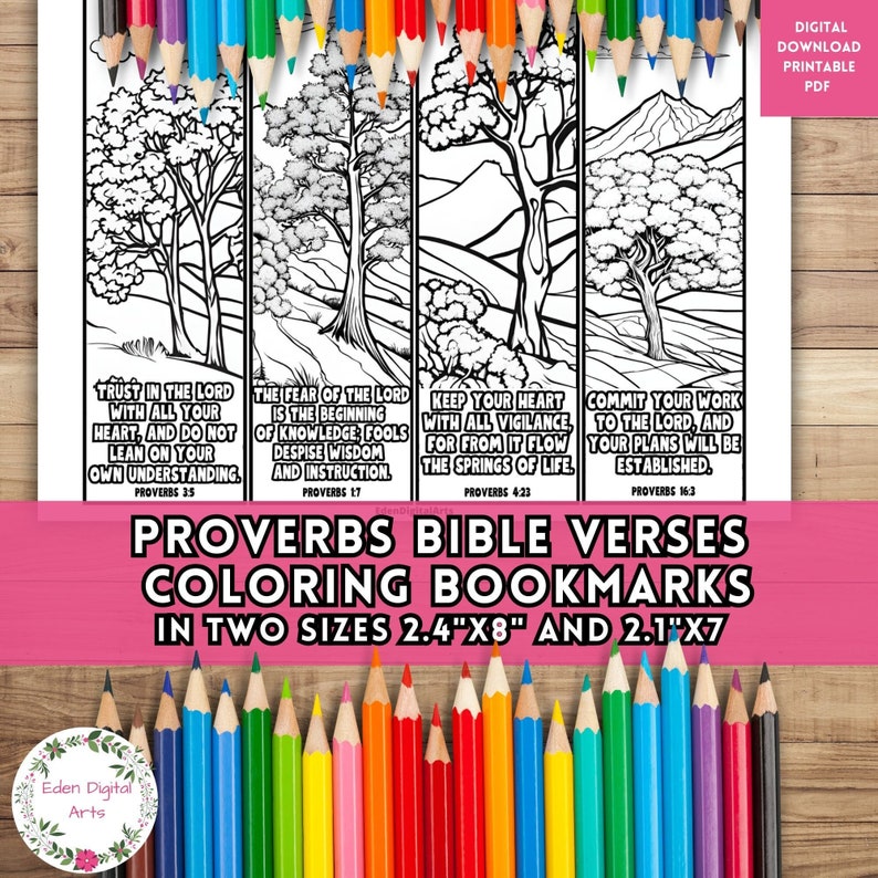 Proverbs Bible Verses Coloring Bookmarks Bible Class Activity Nature ...