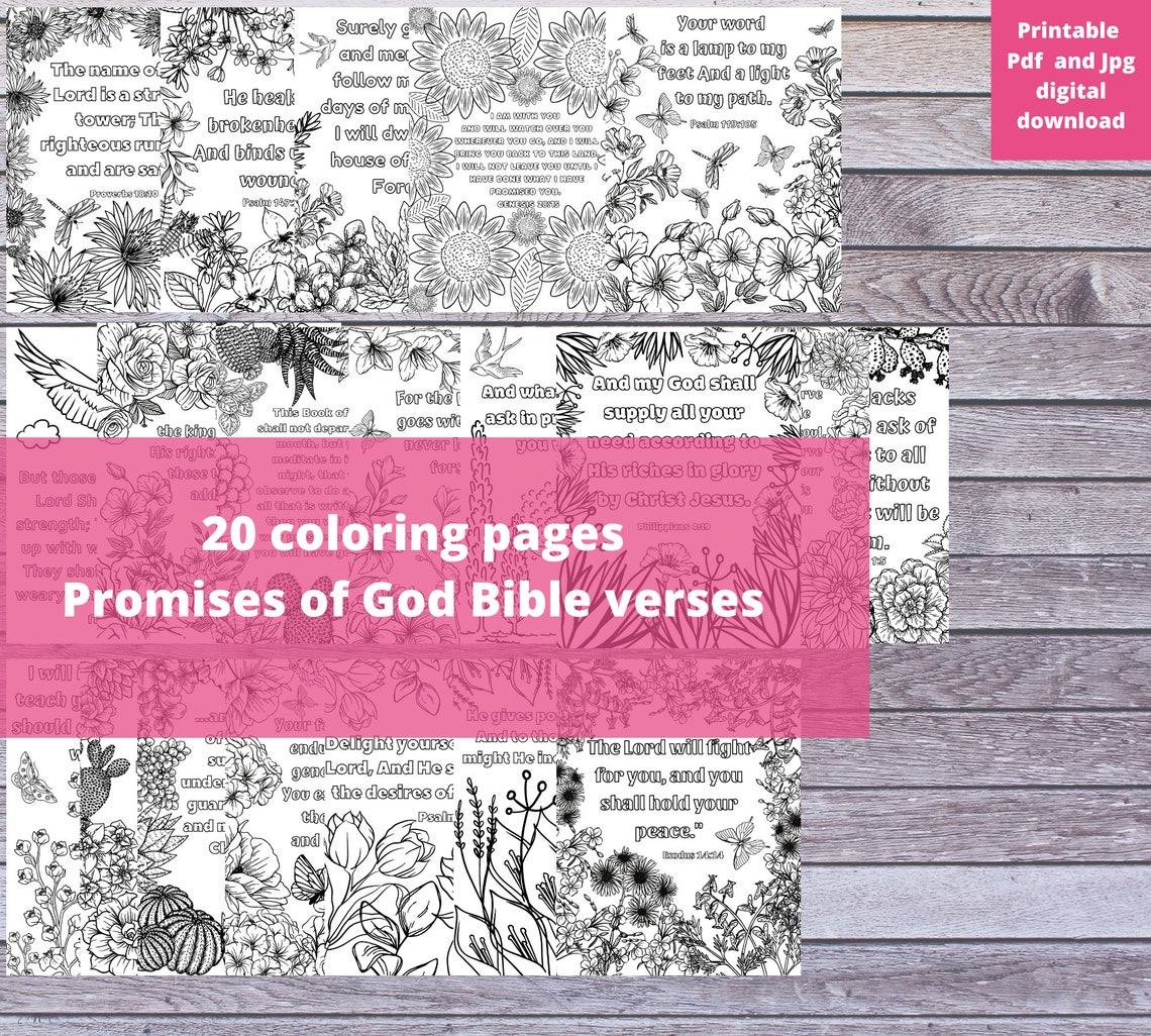 20 Promises of God Bible Verse Coloring Pages for Adults Teens | Etsy