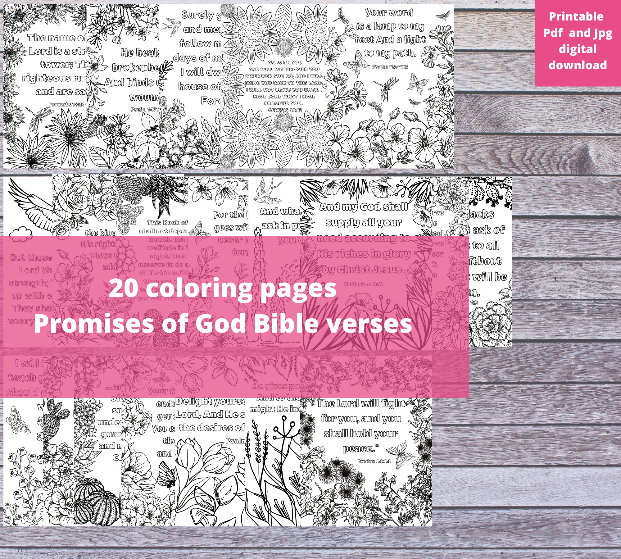 20 Promises of God Bible Verse Coloring Pages for Adults Teens & Kids ...