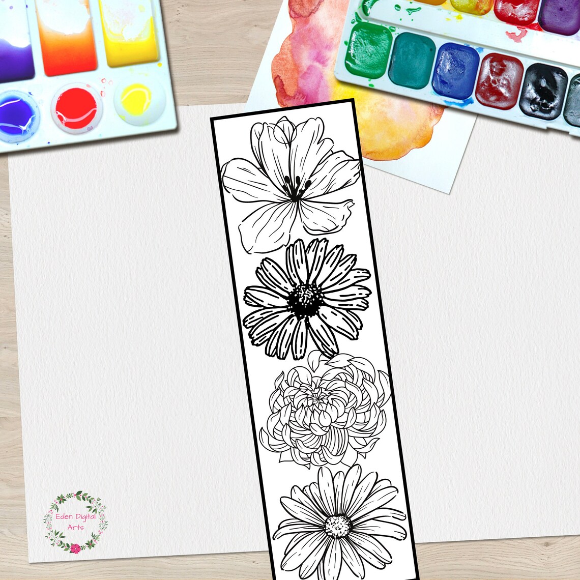 Floral Botanical Color Your Bookmarks Printable Flowers - Etsy