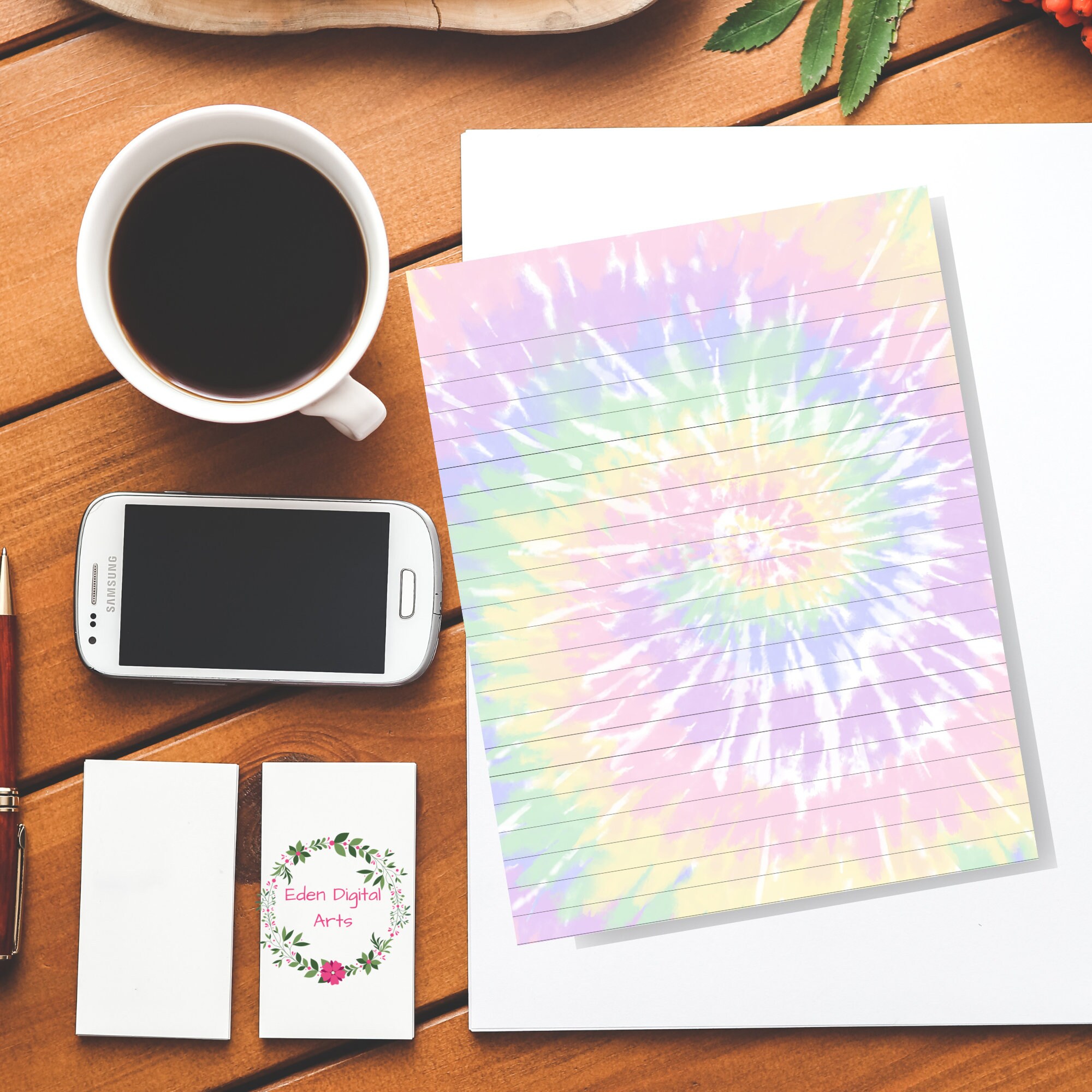 Rainbow Tie Dye Writing Paper Printable Stationary Lined and | Etsy