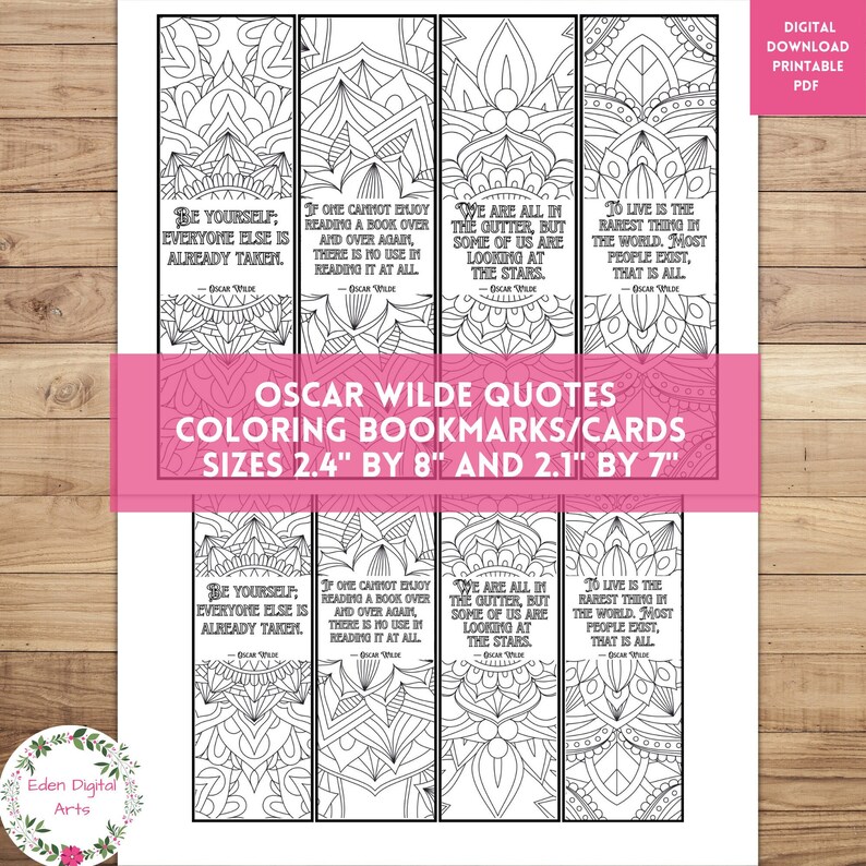Oscar Wilde Quotes Mandala Coloring Bookmarks Book Club - Etsy