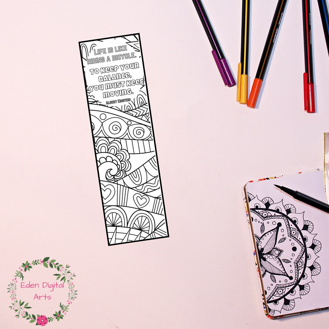 Albert Einstein Life Quotes Coloring Bookmarks Inspirational | Etsy
