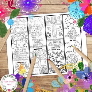 Color Your Bookmarks Spanish Easter Bible Verses for Kids, Cute Espanol ...
