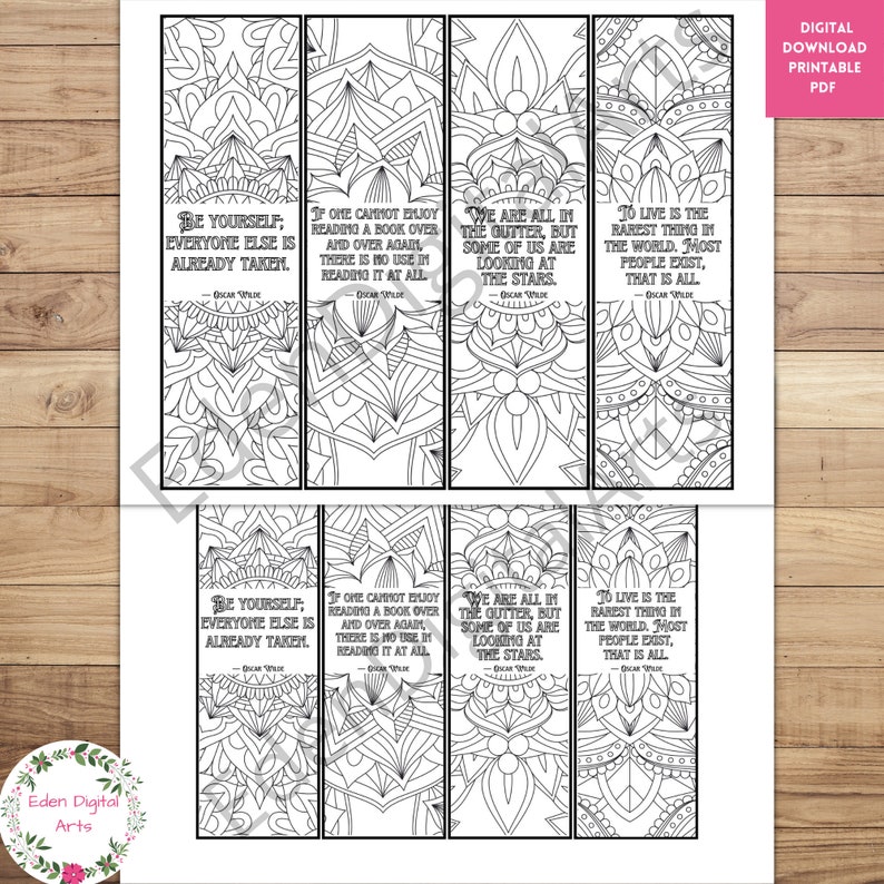 Oscar Wilde Quotes Mandala Coloring Bookmarks Book Club - Etsy