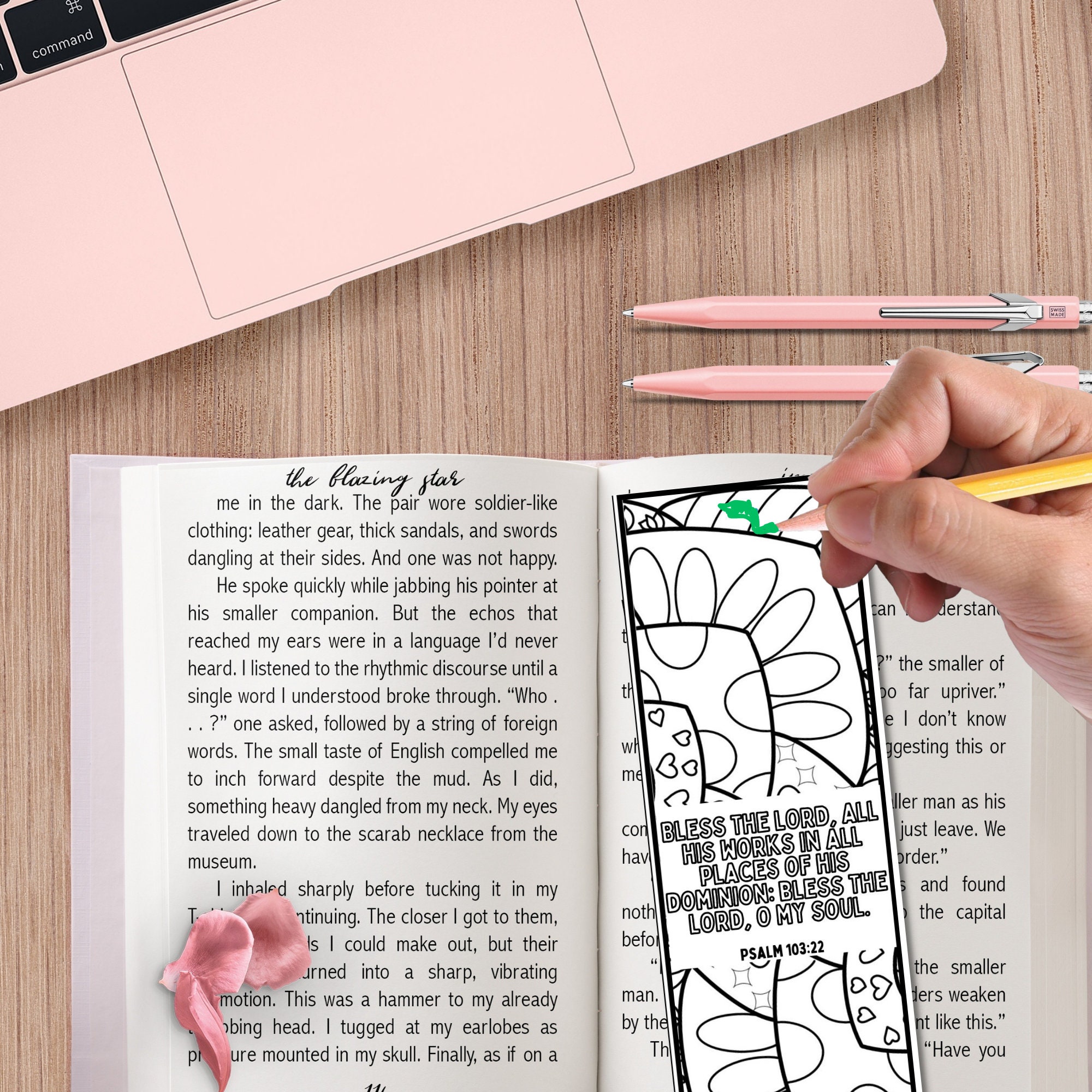 Psalm 103 Coloring Bible Verse Bookmarks, KJV Scripture Doodle ...