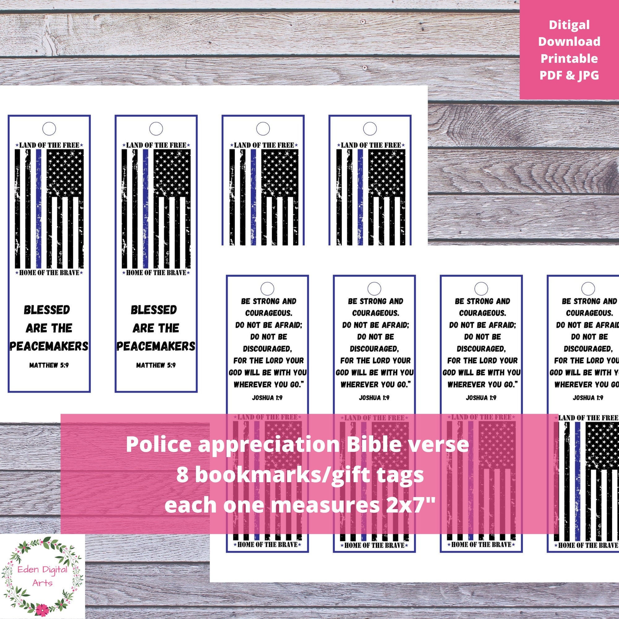 Christian Police Appreciation Bookmarks Gift Tags Bible | Etsy