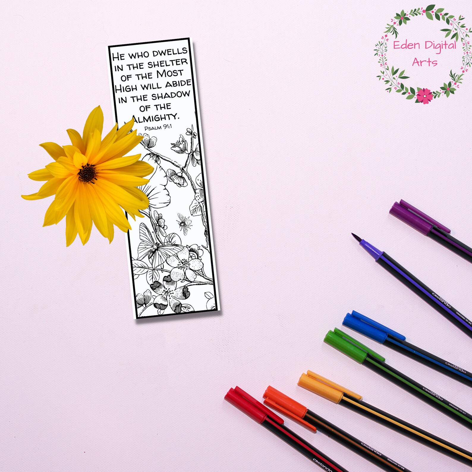 Psalm 91 ESV Bible Verse Coloring Bookmarks Birds Floral - Etsy