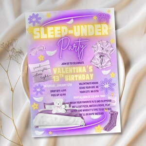 Sleep Under Birthday Party Invitation Template Girl Slumber Sleepover ...