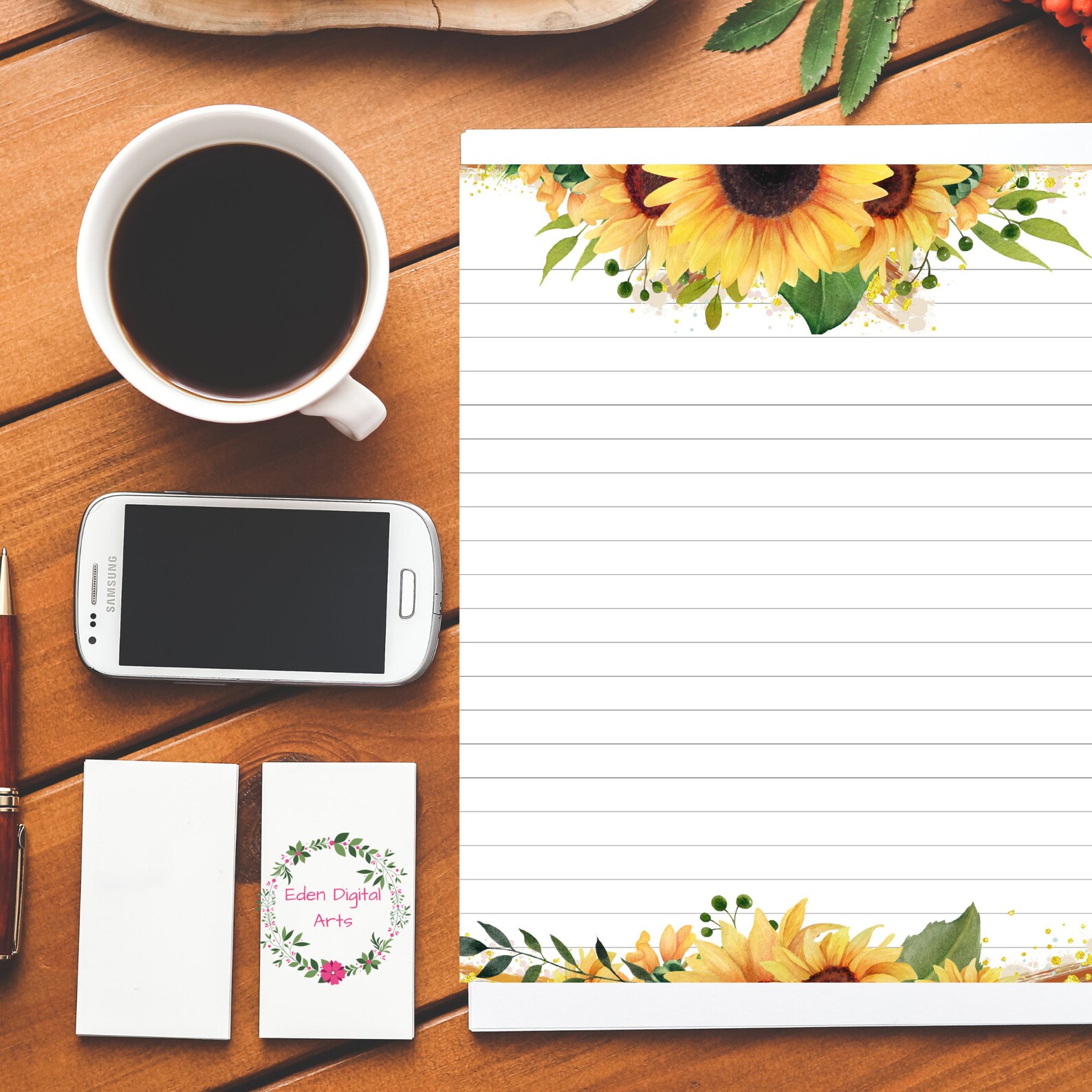 Sunflowers Writing Paper Printable Stationary Lined and Blank | Etsy