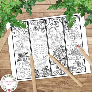 Pirates Doodle Coloring Bookmarks, Treasure Adventure Craft, Party ...