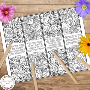 Michelangelo Art Quotes Coloring Bookmarks, Class Zen Doodle Relaxing ...