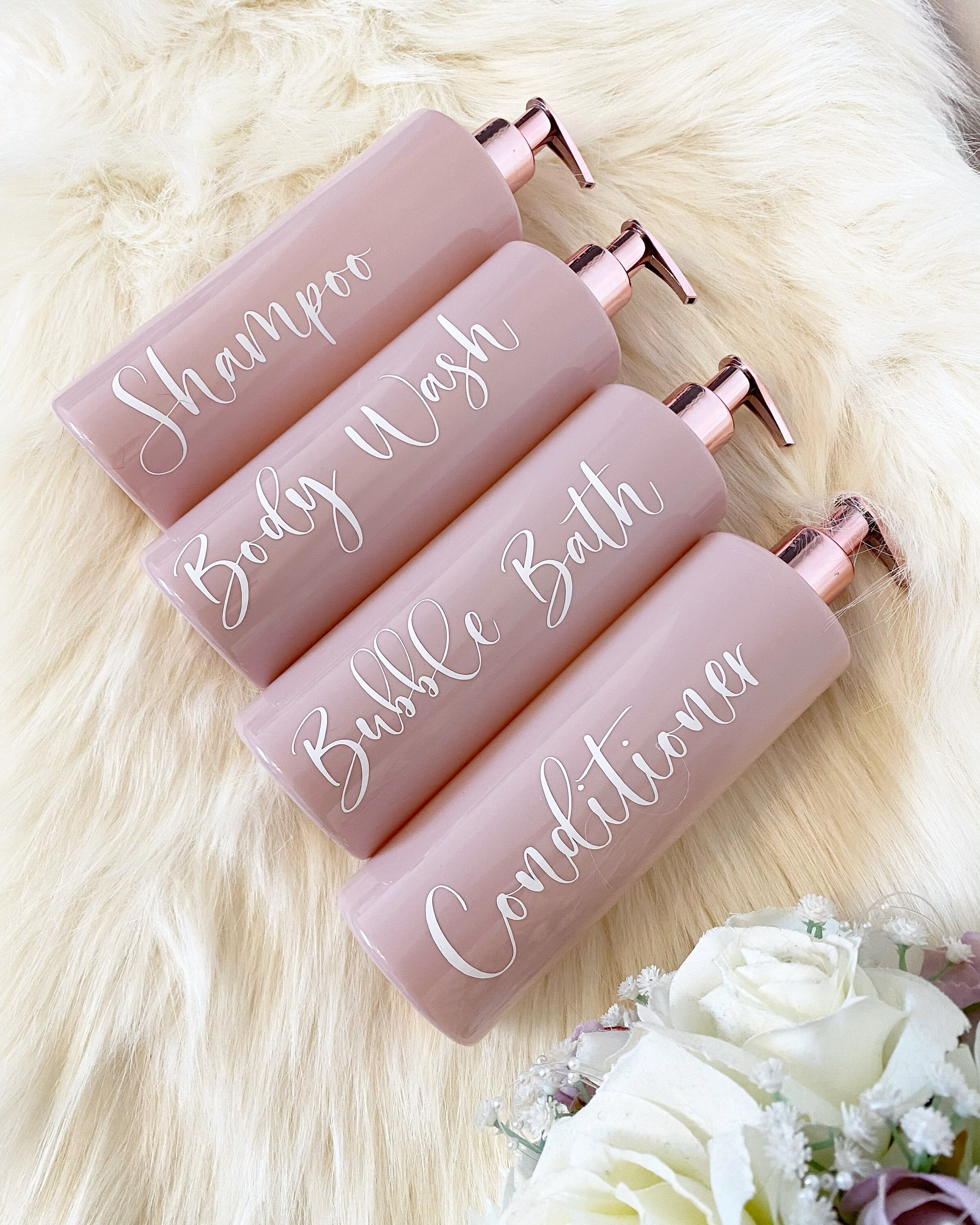 Pink Pump Bottles Home Decor Pump Bottles Bathroom Etsy