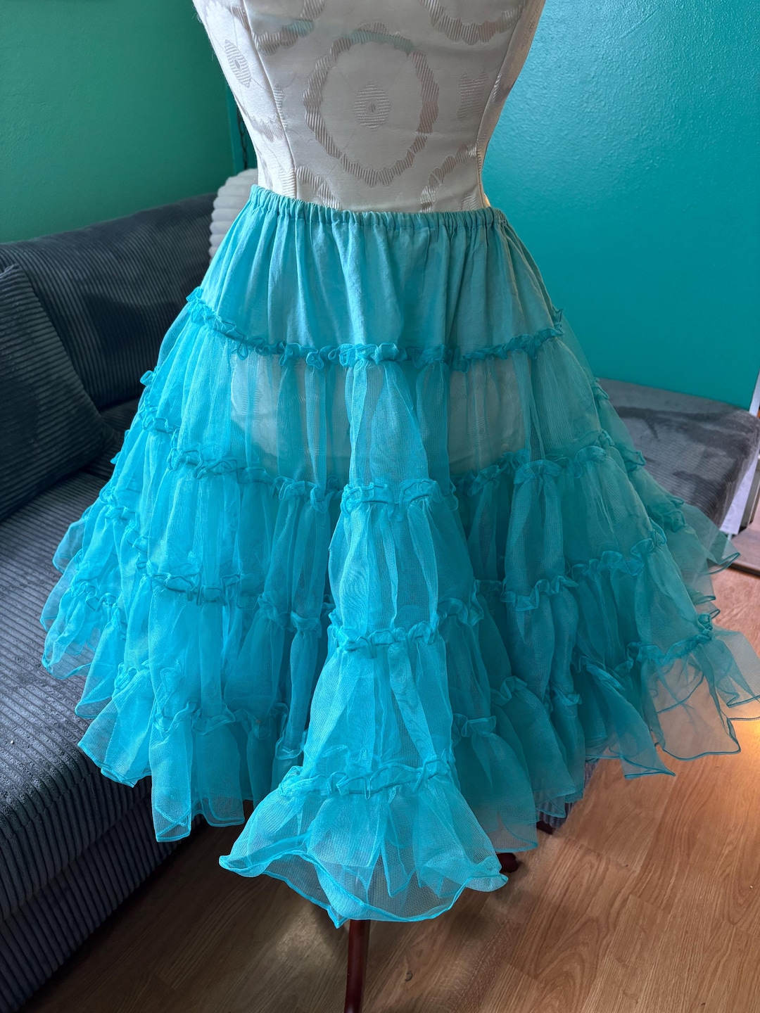 Vintage 1960s Turquoise Petticoat Skirt - Etsy