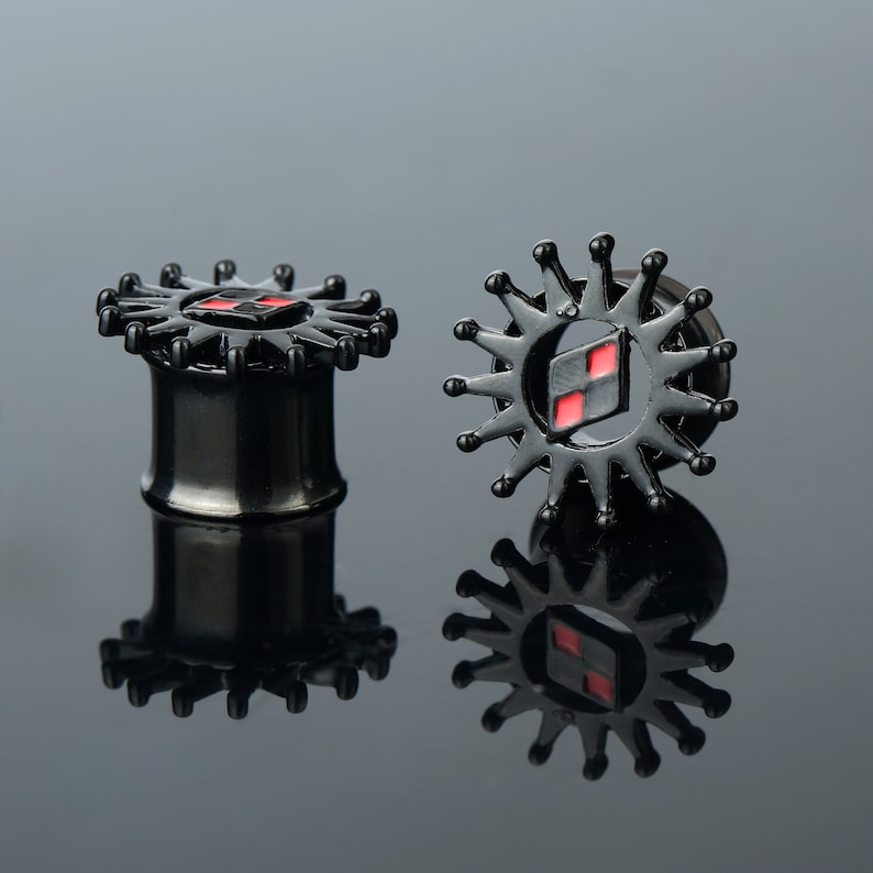 Black Rose Ear Plugs/plug Earrings/stainless Steel Ear - Etsy