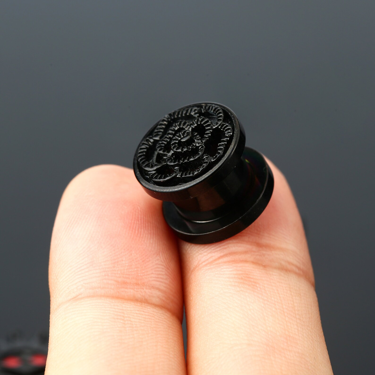 Black Rose Ear Plugs/plug Earrings/stainless Steel Ear | Etsy