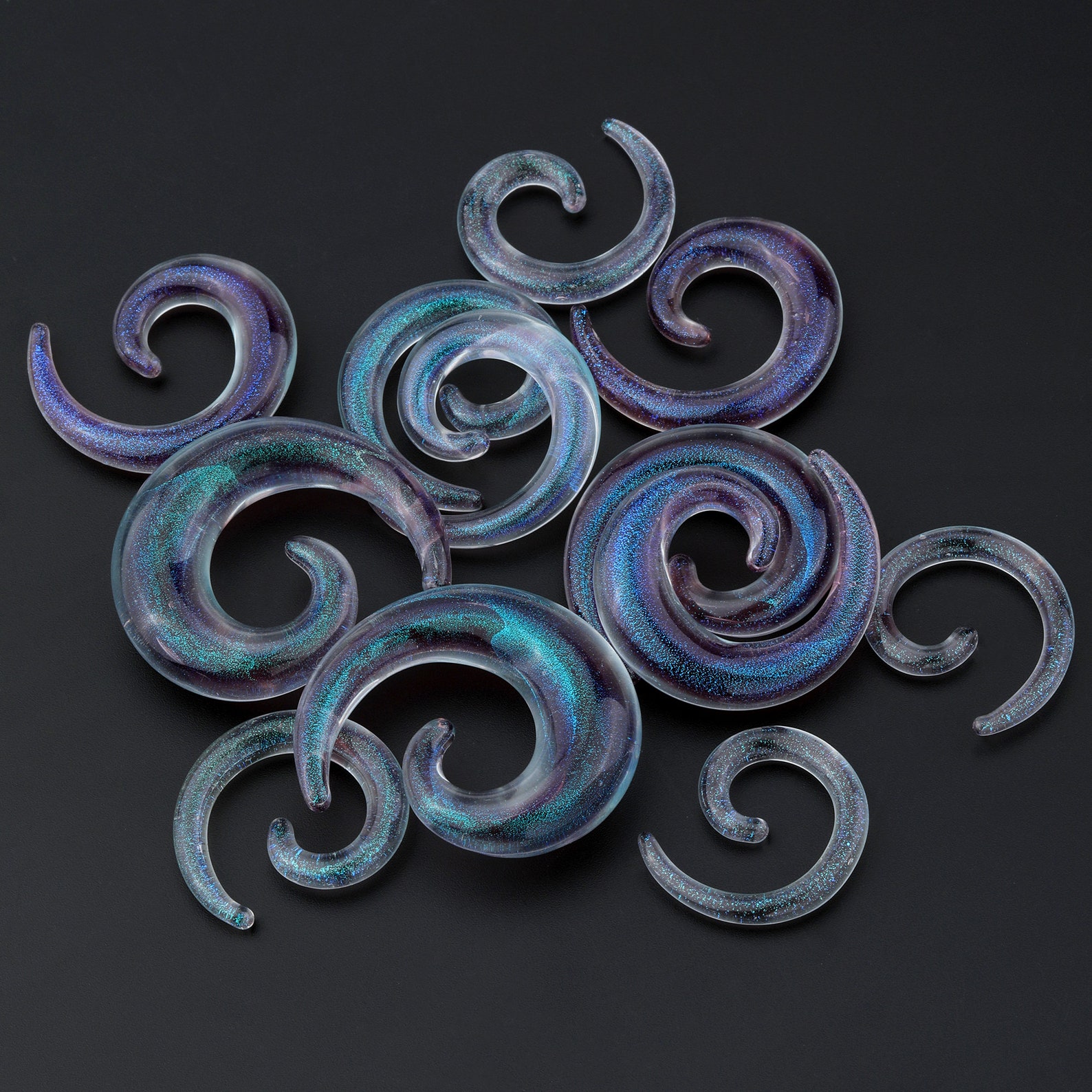Pairs Glass Shimmer Spiral Earring Plugs/ear Expanders/glass - Etsy