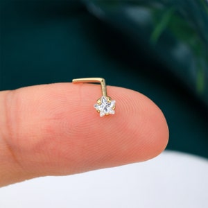 14K Solid Gold Diamond Nose Stud Piercing/screw Nose Rings/tiny Gold ...