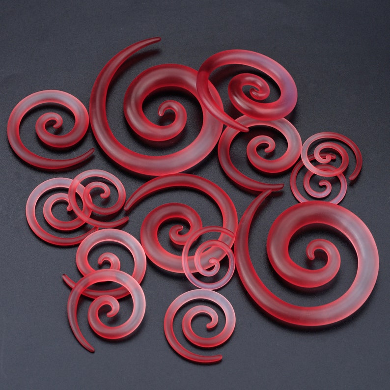 Pairs Red Spiral Earring Plugs/acrylic Hanging Tapers/plug - Etsy