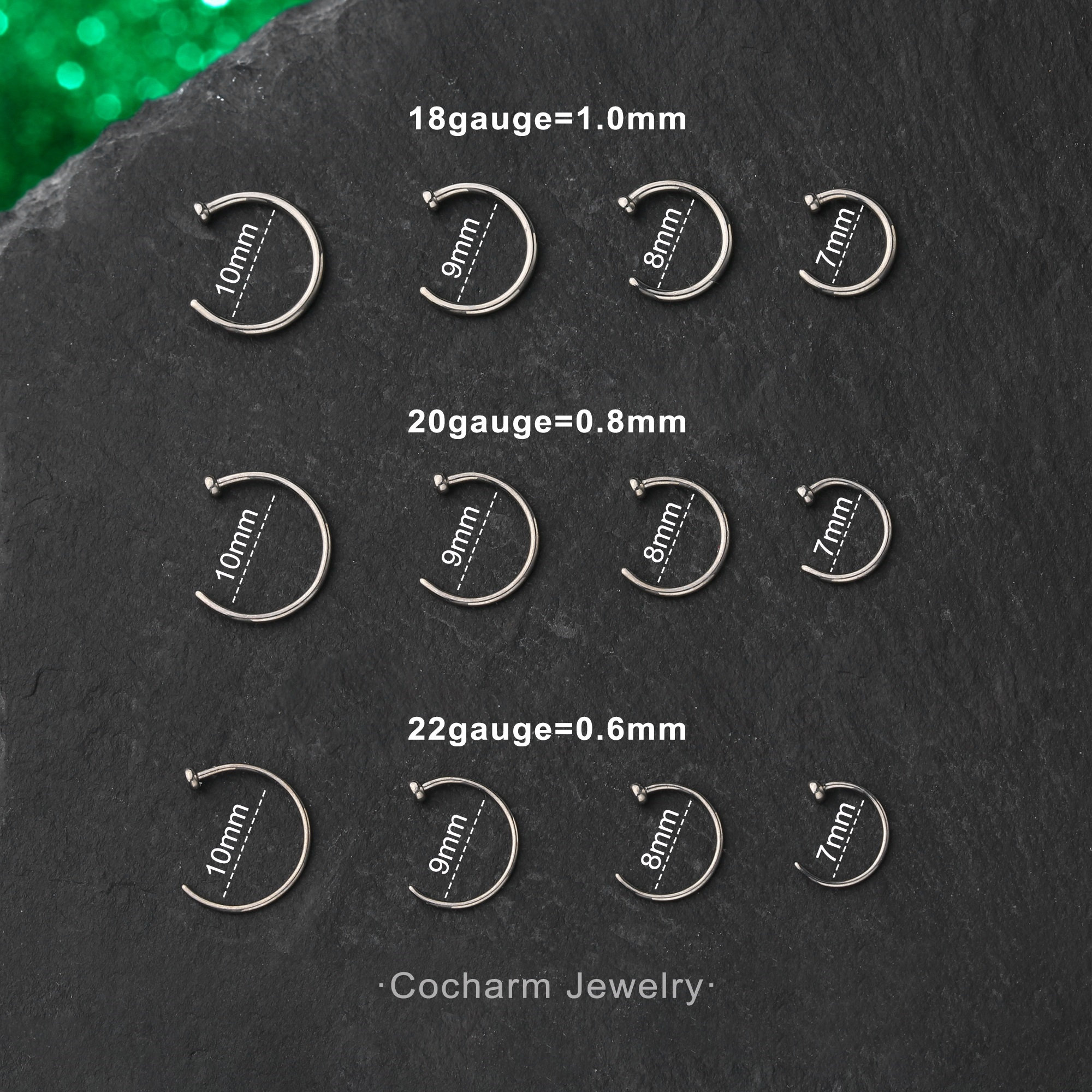 18/20/22G Solid Titanium Nose Ring Hoop, Nostril Hoops, Nose Piercing ...
