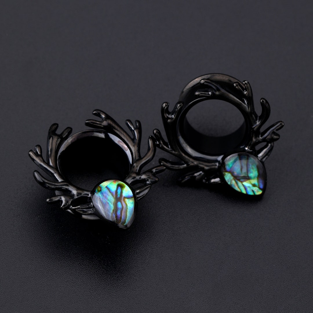 Black Plug Gauges/abalone Shell Plug Earring/ 9/16 Stainless Steel ...