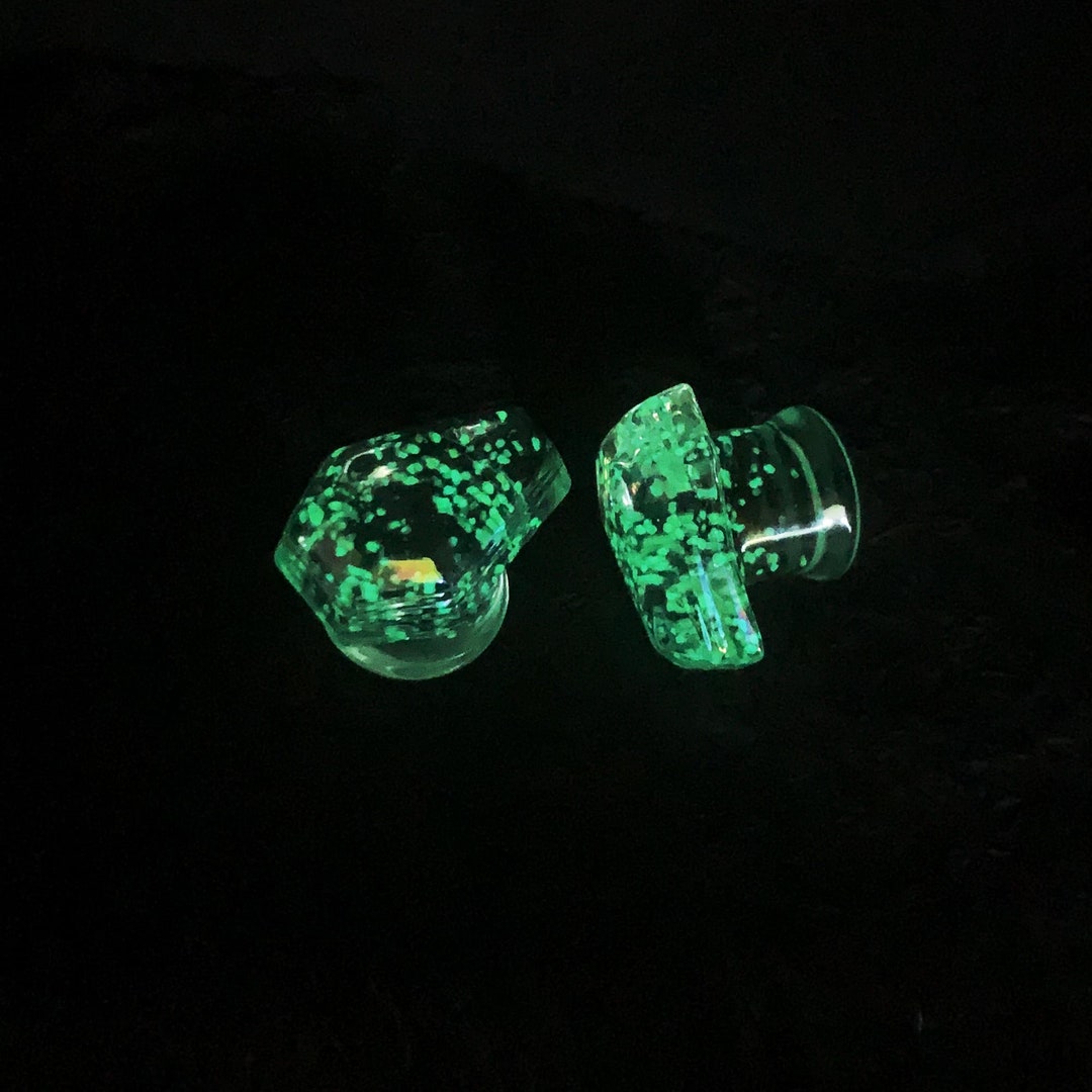 Pairs Glow in the Dark Glass Ear Plugs/gauge Earrings/single Flare Ear ...