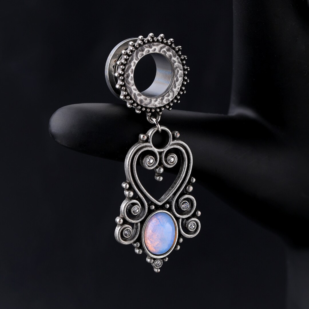 Pair Dangle Opal Ear Tunnels/vintage Ear Plugs/tunnels and Plugs ...