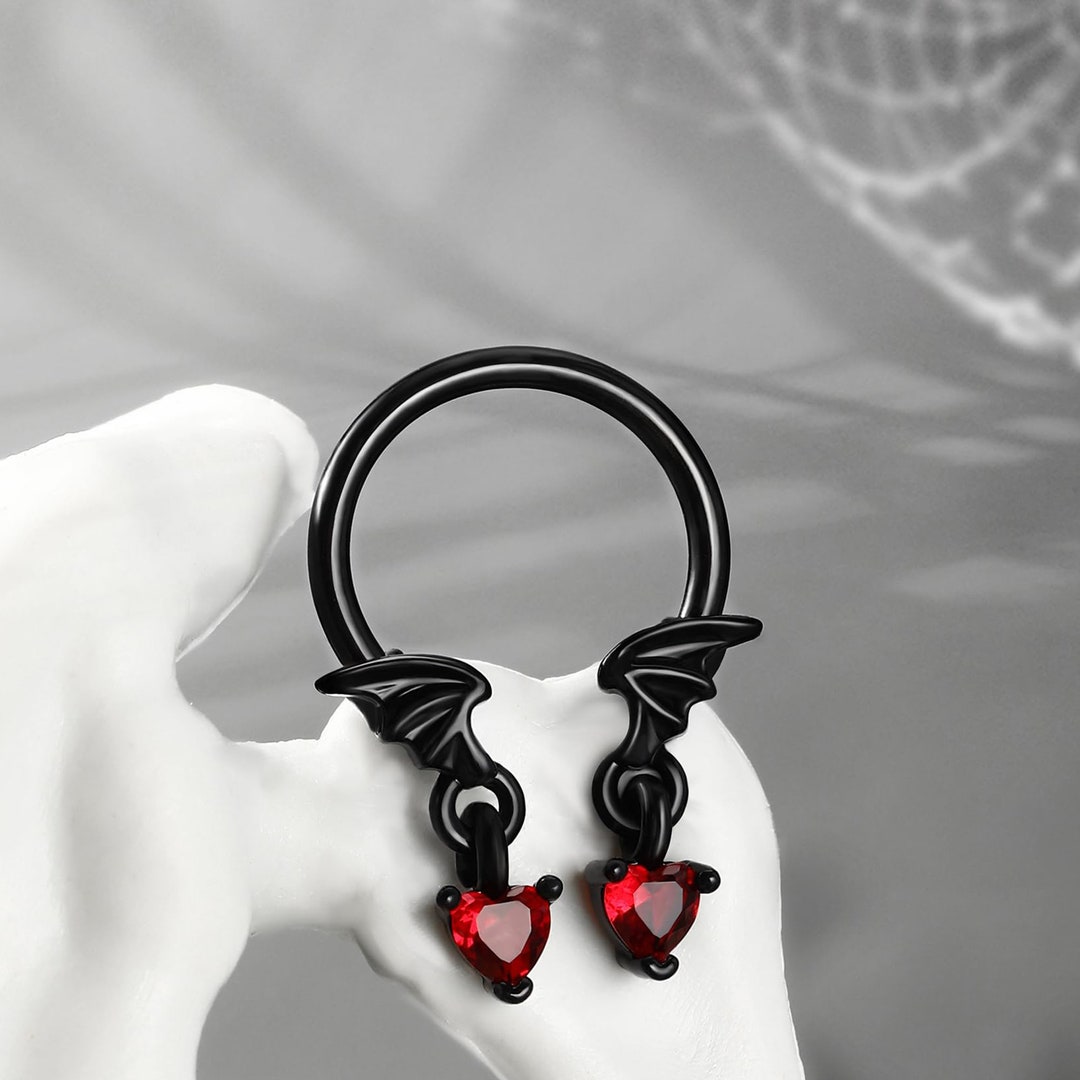 16G Dangly Helix Earring, Gothic Septum Jewelry, Horseshoe Nose Ring ...