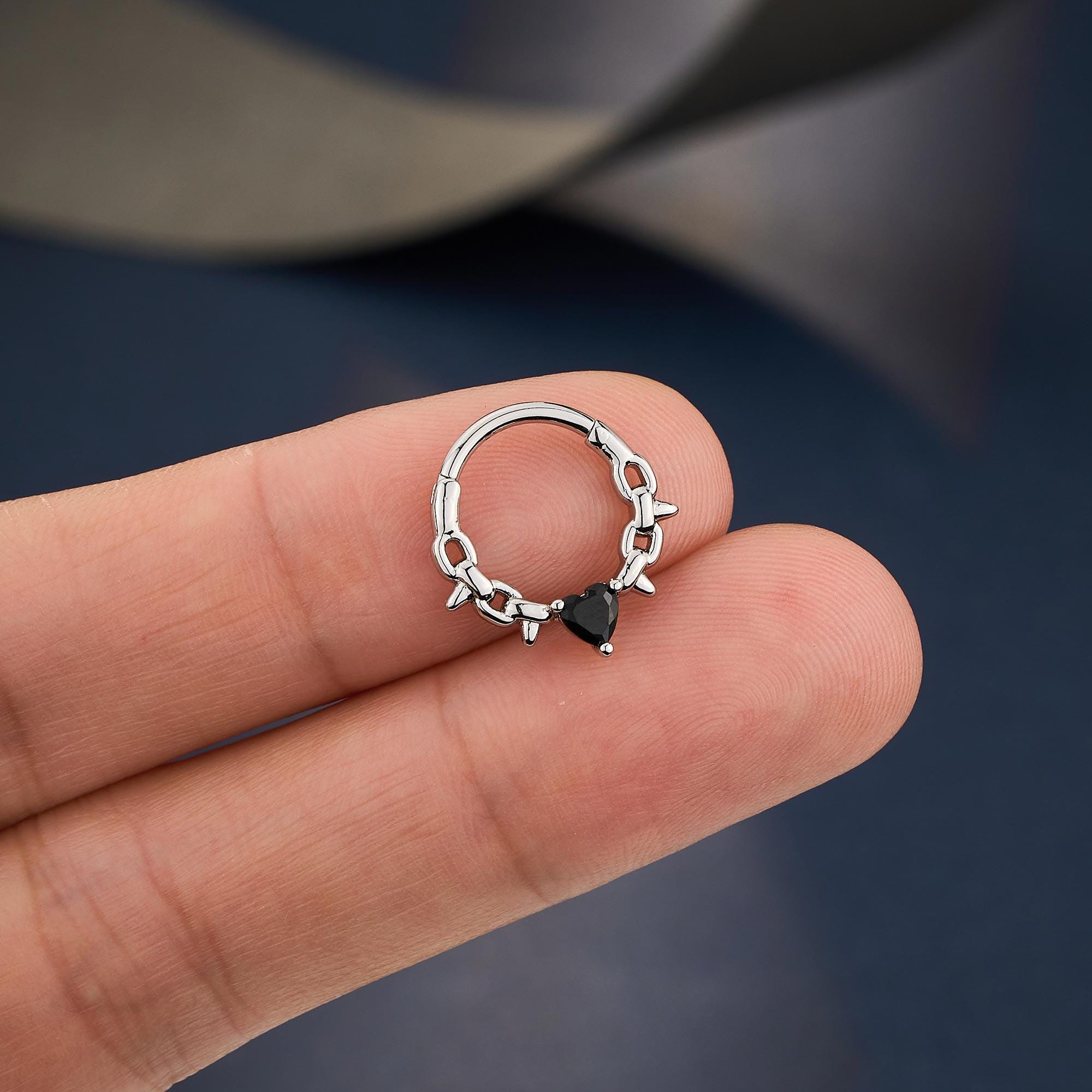 16G Spike Heart CZ Septum Ring/septum Piercing Jewelry/1pcs Daith ...