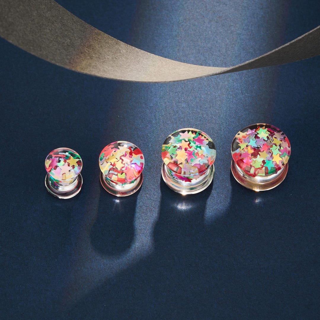 1 Pair Acrylic Cute Star Ear Plug Earrings/acrylic Ear Gauges/ear ...
