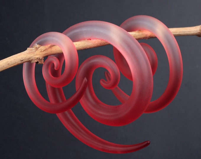 Pairs Red Spiral Earring Plugs/acrylic Hanging Tapers/plug Gauges/ear ...