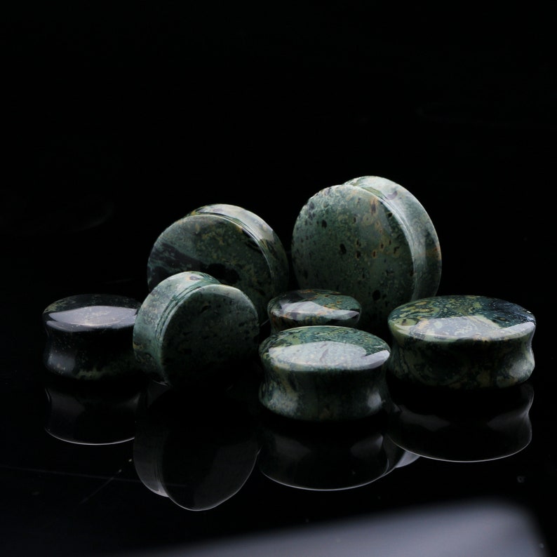 Pairs Green Stone Ear Gauges/double Flared Ear Plug/gauge & - Etsy