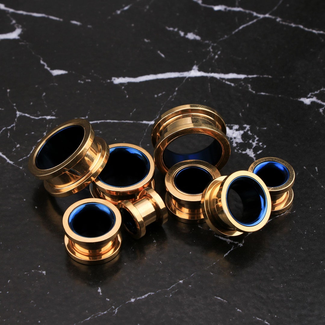 2PCS Gold Ear Tunnels/flesh Tunnels/ear Plugs/surgical Steel Ear Gauges ...