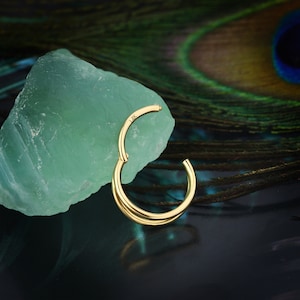 14K Solid Gold Double Row Helix Earring/16g/18g Cartilage Hoop/hinged ...
