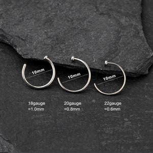 18/20/22G Solid Titanium Nose Ring Hoop, Nostril Hoops, Nose Piercing Rings, Tiny Nose Hoop ...