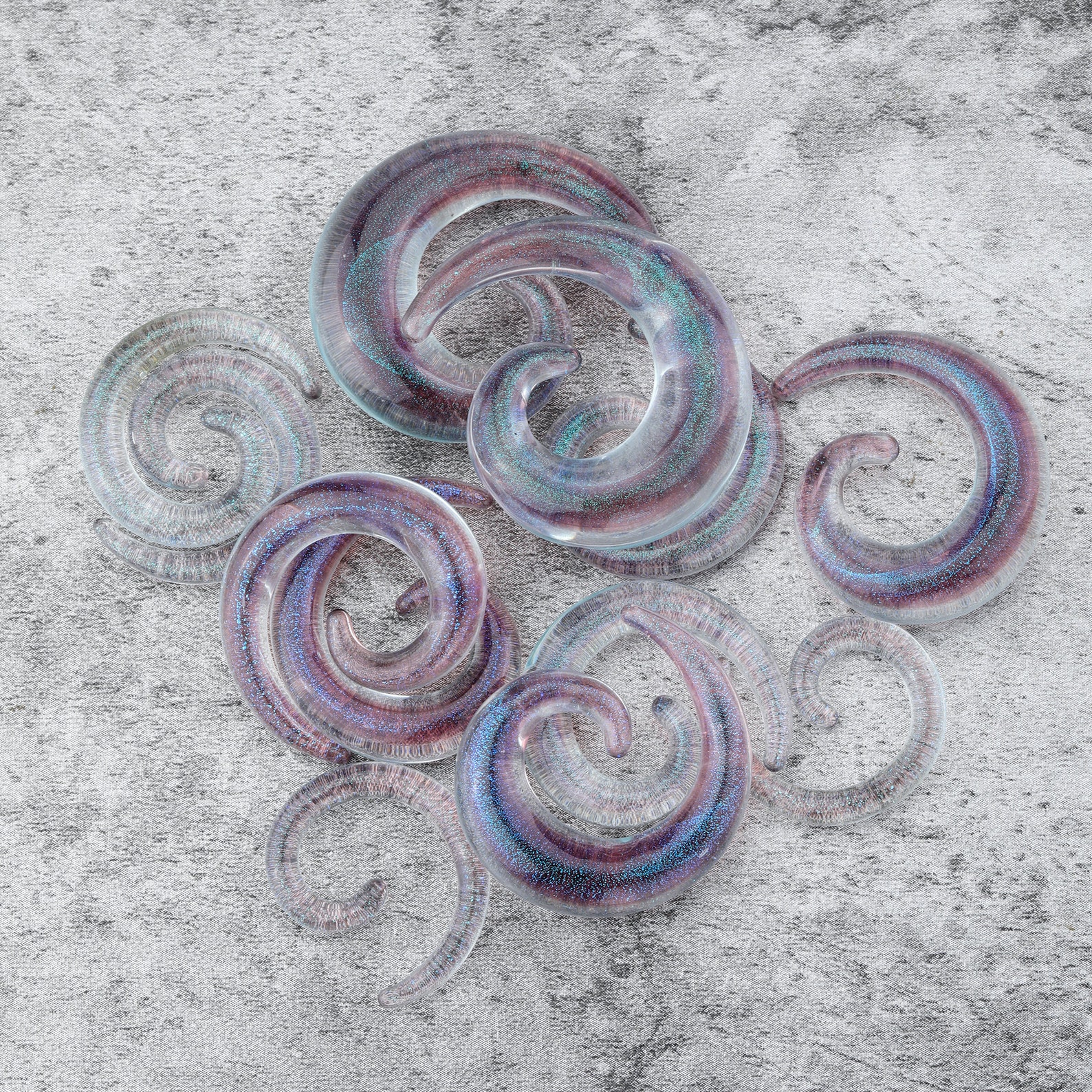 Pairs Glass Shimmer Spiral Earring Plugs/ear Expanders/glass - Etsy