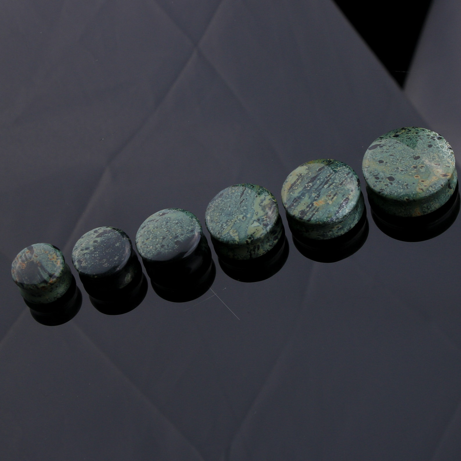 Pairs Green Stone Ear Gauges/double Flared Ear Plug/gauge & - Etsy