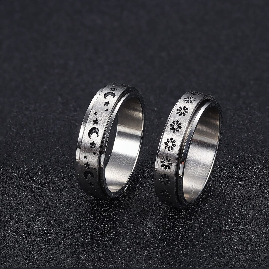 Steel Anxiety Band Ring/spinner Rings/minimalist Band Ring/anxiety ...
