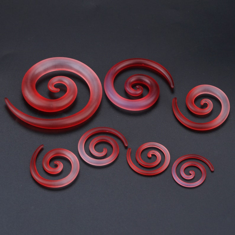 Pairs Red Spiral Earring Plugs/acrylic Hanging Tapers/plug - Etsy