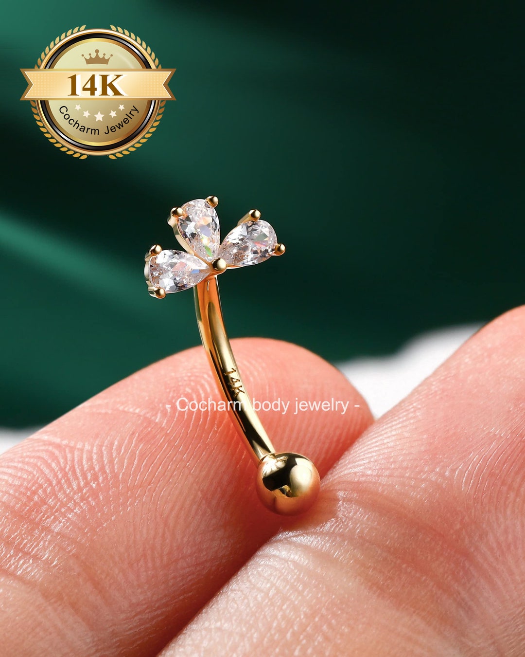 14K Gold Floral Rook Earring, Cartilage Piercings, Eyebrow Piercing ...