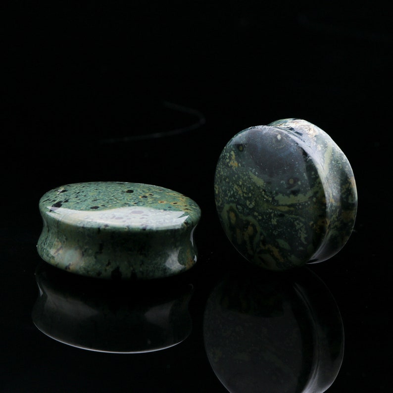 Pairs Green Stone Ear Gauges/double Flared Ear Plug/gauge & - Etsy