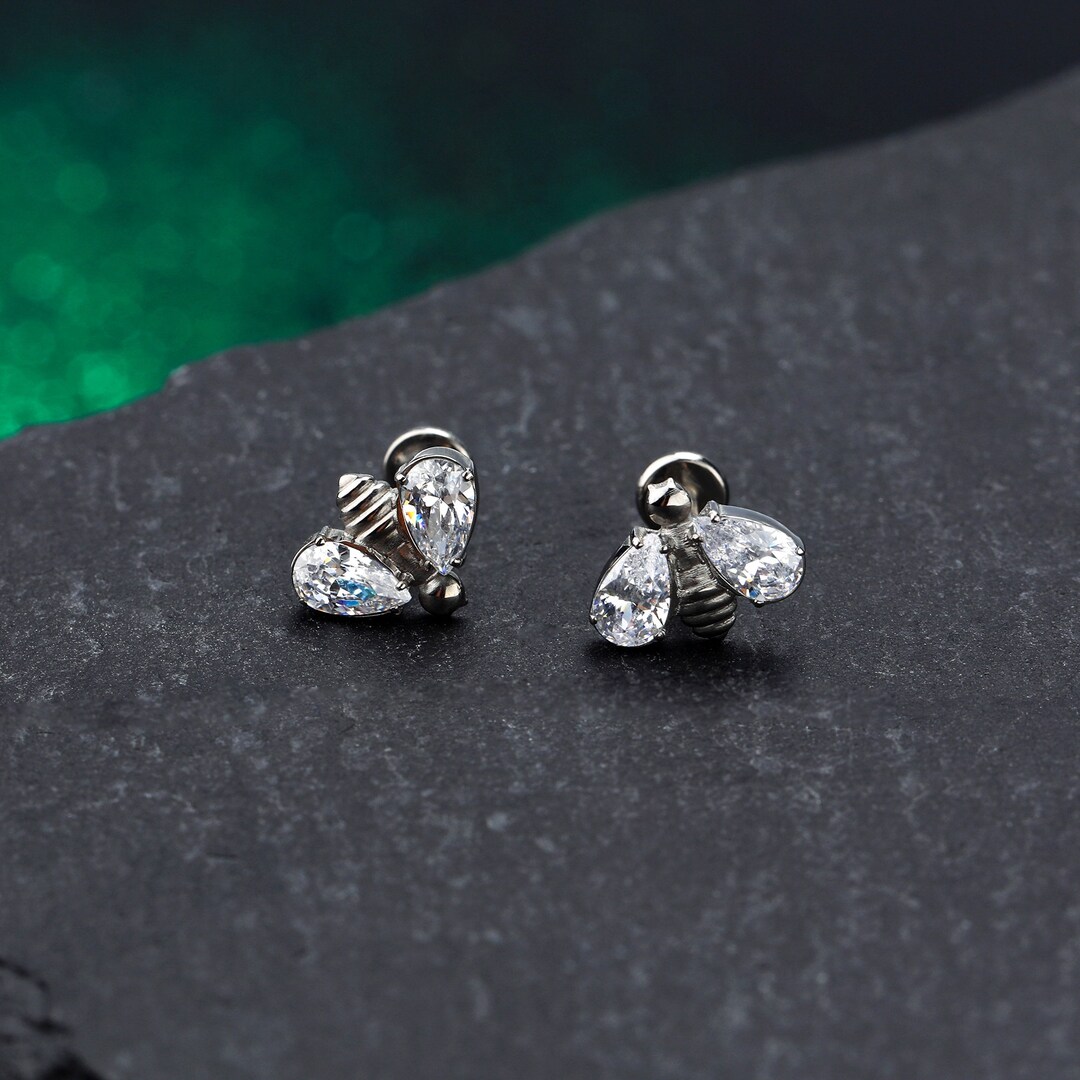 16G Cute Bee Helix Stud/internally Threaded Labret Studs/cartilage ...
