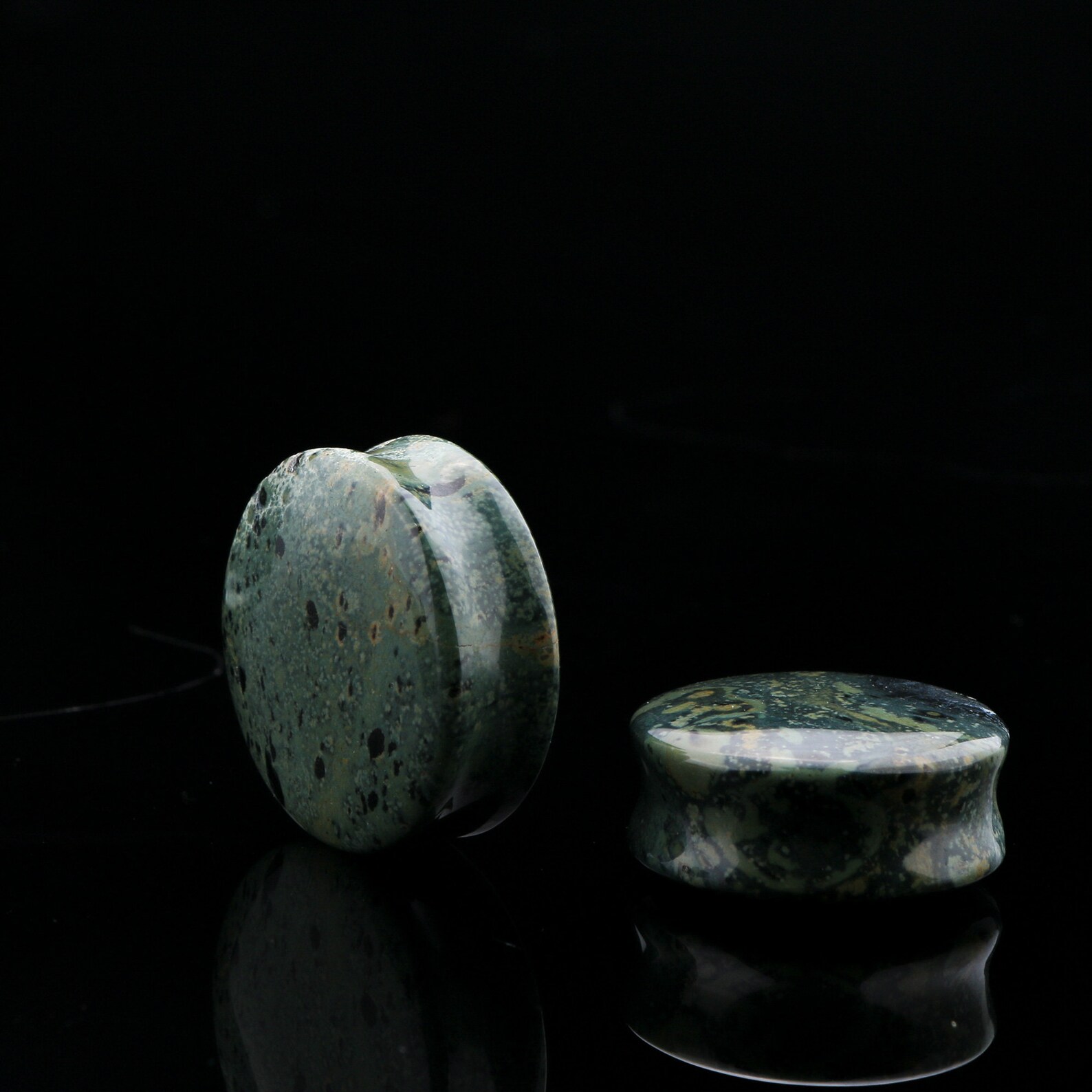 Pairs Green Stone Ear Gauges/double Flared Ear Plug/gauge & - Etsy