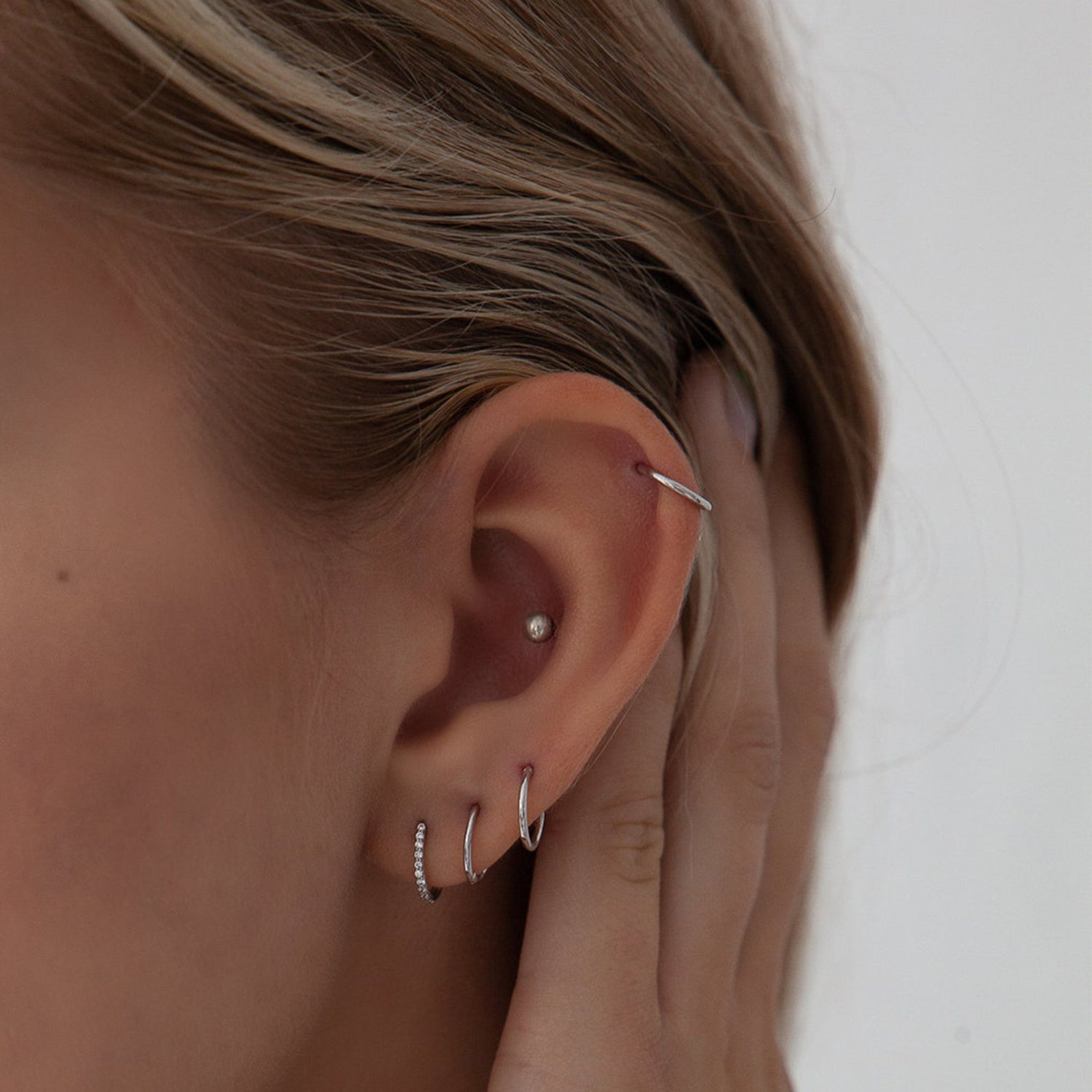 16G/18G Cartilage Hoop/sterling Silver Helix Piercing/hinged - Etsy