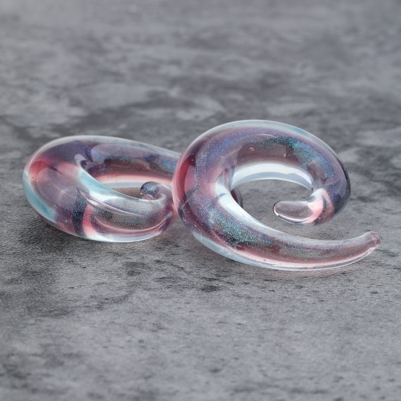 Pairs Glass Shimmer Spiral Earring Plugs/ear Expanders/glass - Etsy
