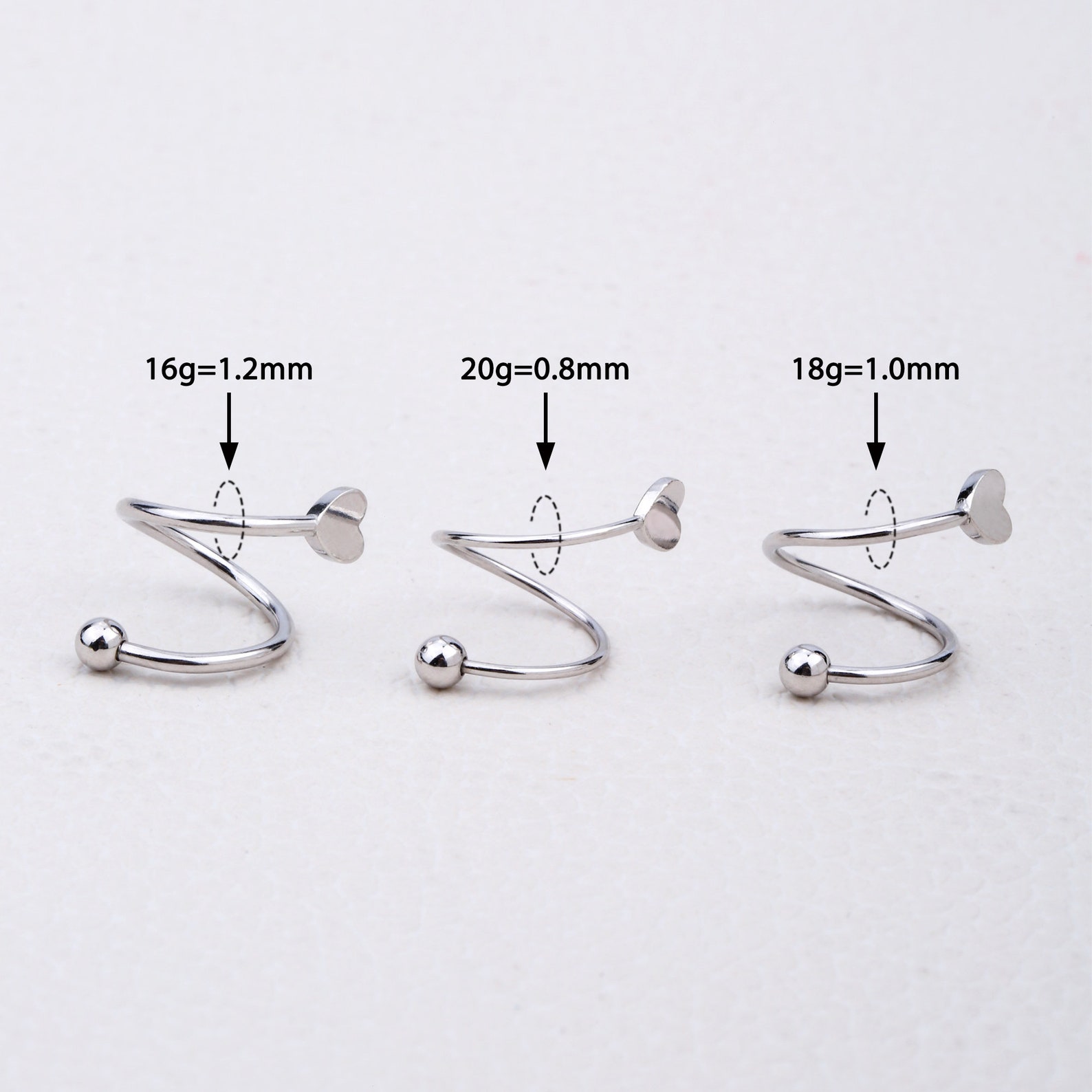 16G/18G/20G Twisted Spiral Helix Earring/s-shaped Conch Earring ...
