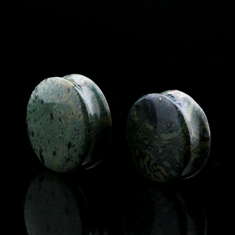Pairs Green Stone Ear Gauges/double Flared Ear Plug/gauge & - Etsy