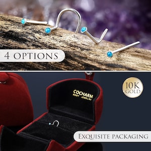 10ct White Gold Nose Stud, Screw Nose Piercing Stud, Nostril Piercings ...