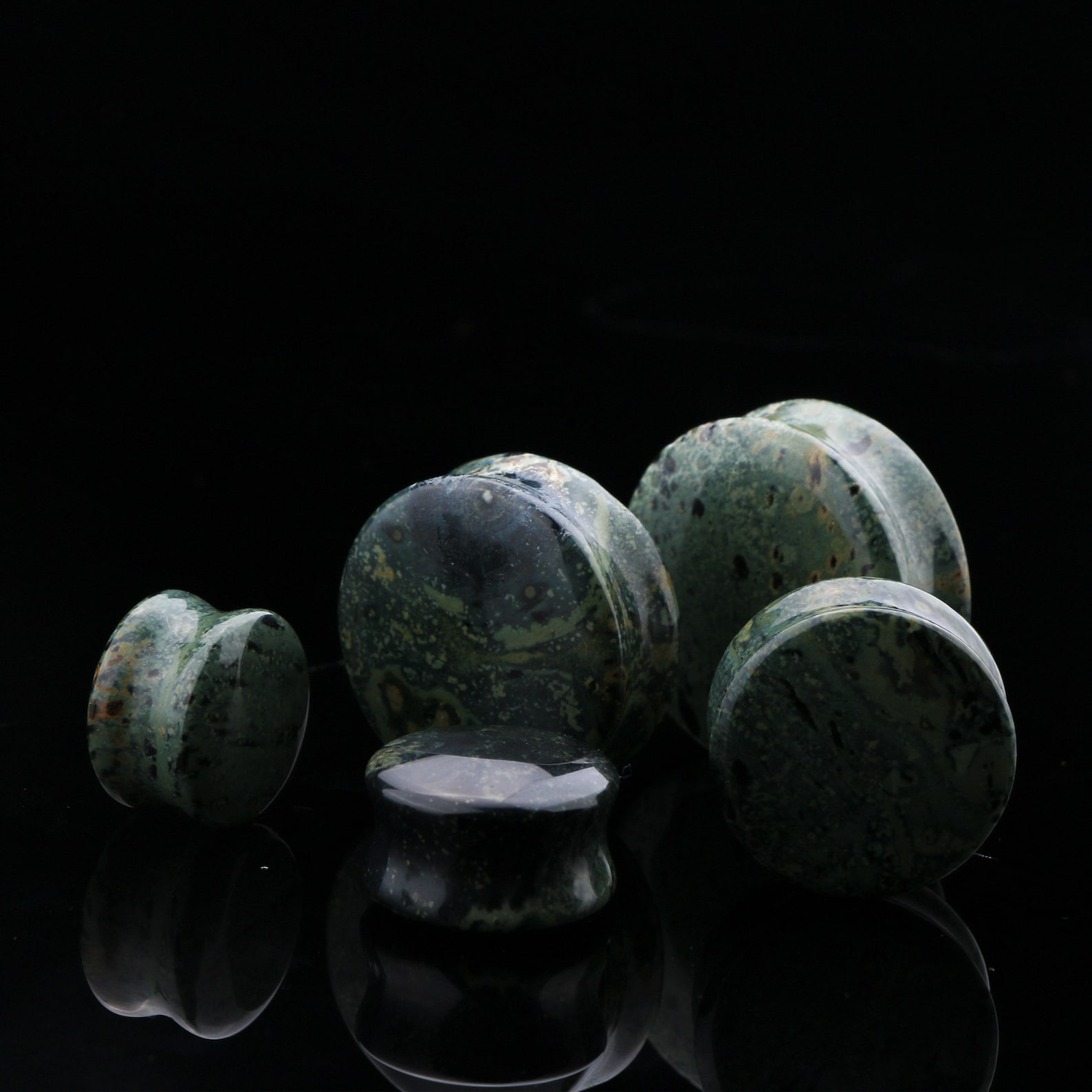 Pairs Green Stone Ear Gauges/double Flared Ear Plug/gauge & - Etsy
