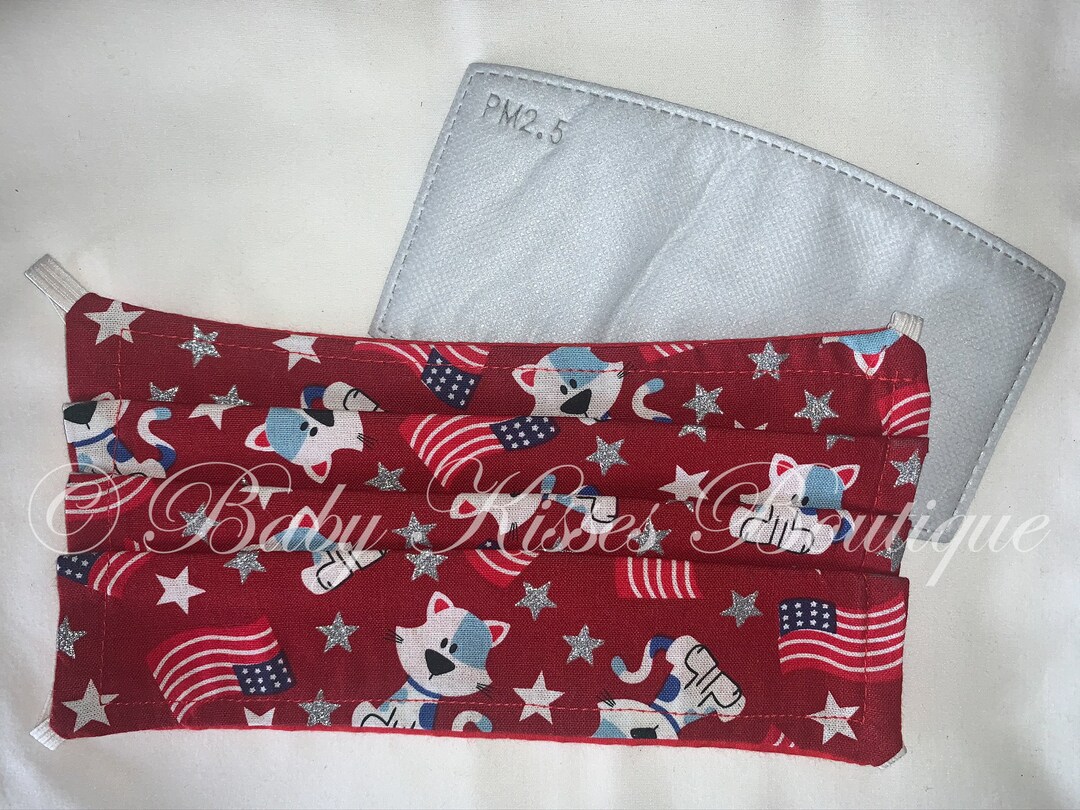 Patriotic Fabric Face Mask, American Face Mask, Double Layered Reusable ...